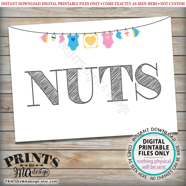 Nuts and No Nuts Signs, Food Allergy Baby Shower Sign, Nut Free Zone ...