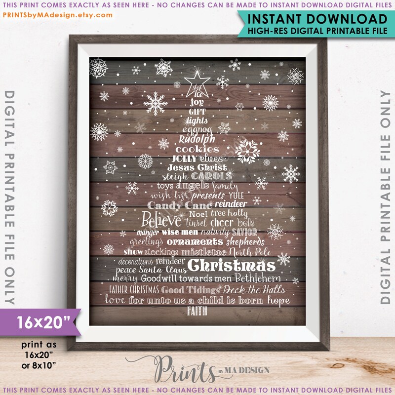 Christmas Tree Words - Etsy