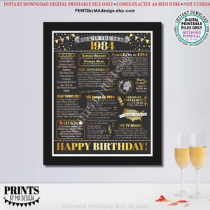Back in the Year 1984 Birthday Sign, Flashback to 1984 Poster Board ...