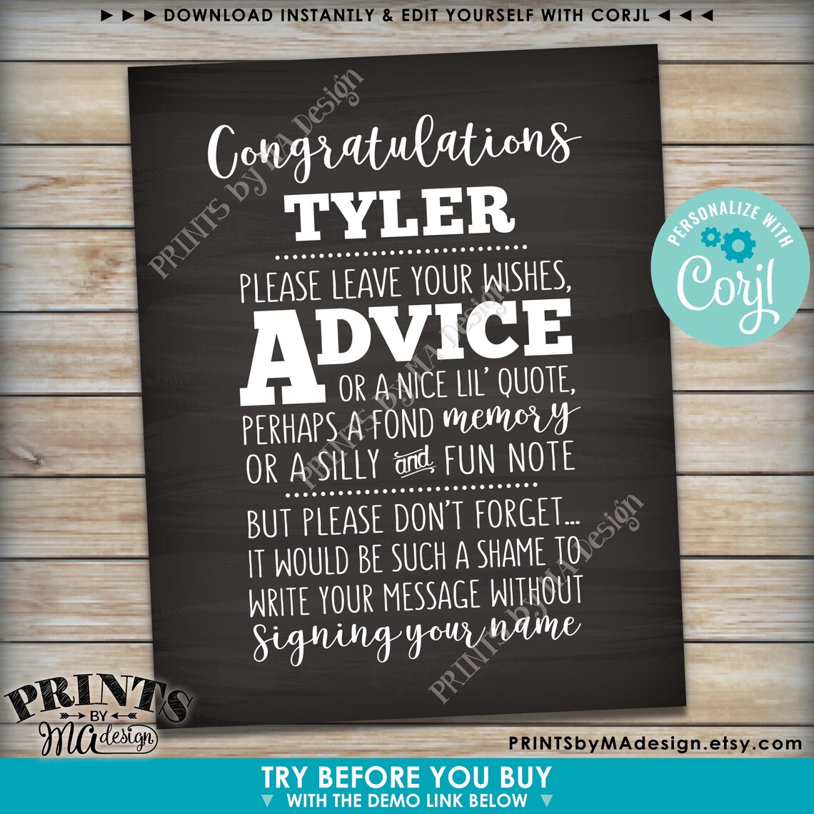 Congratulations Sign, Please Leave Advice Message, Graduation Party ...