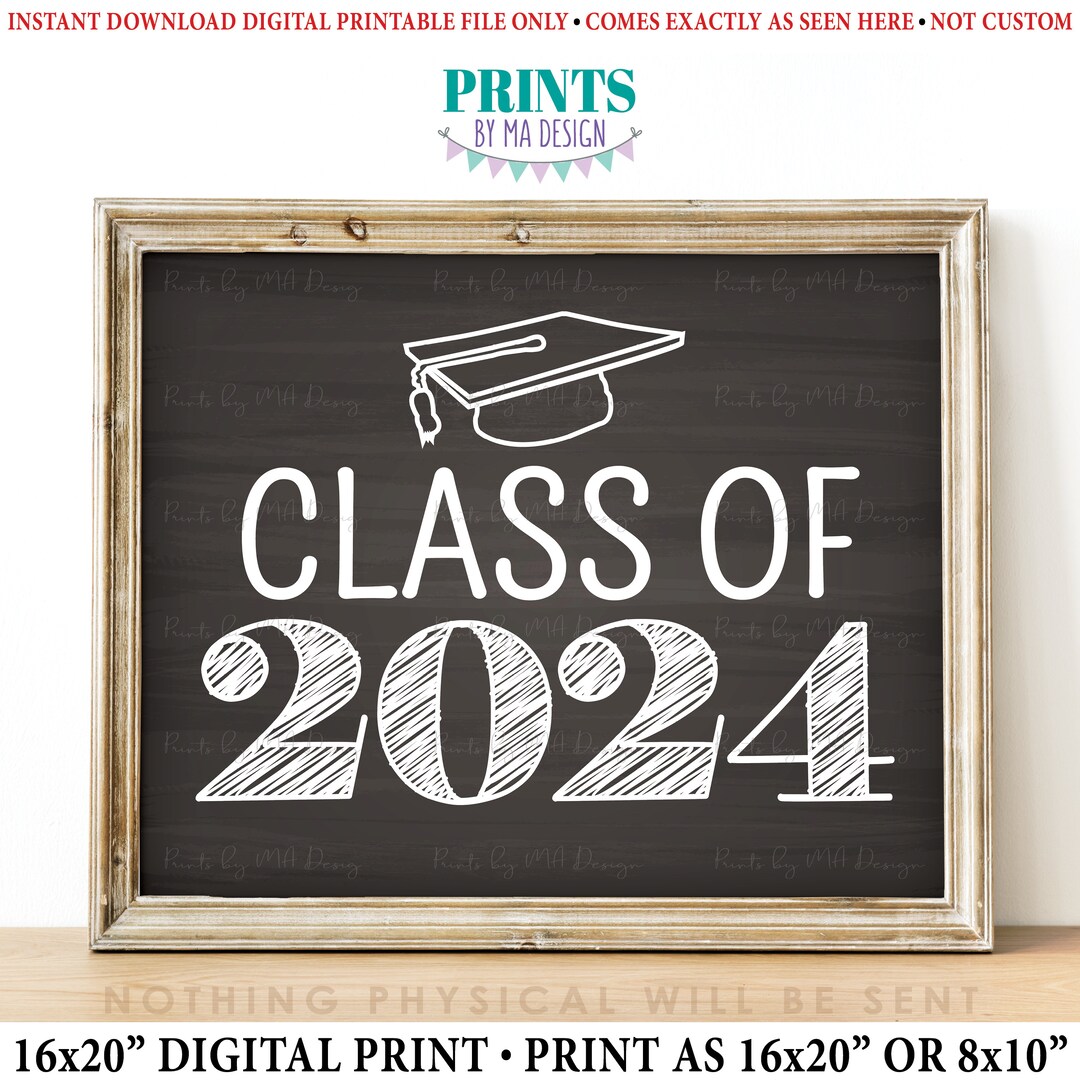 Class of 2024 Sign, 2024 Graduation Party Sign, 2024 High School Grad ...