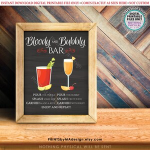 Bloody and Bubbly Bar Sign, Mimosas & Bloody Marys Drinks Menu ...