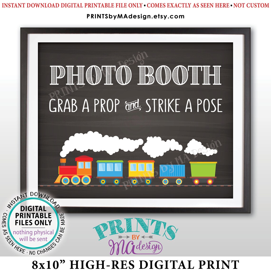 Train Birthday Photobooth Sign, Photobooth Station, Selfie Staion Sign ...