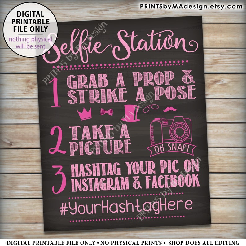Selfie Station Sign Share Pics on Social Media Tag on - Etsy