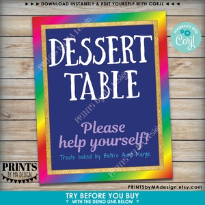 Editable Rainbow Sign With Gold "glitter" Frame, Choose Your Text ...