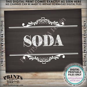 Soda Sign, Pop Sign, Wedding Beverage Station Drink Sign, Bridal Shower ...