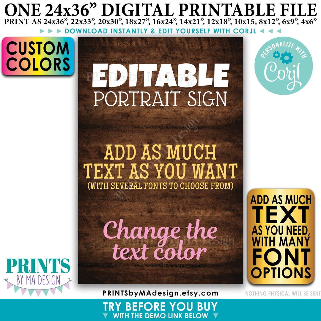 Custom Rustic Wood Style Poster, Choose Your Text & Colors, One ...