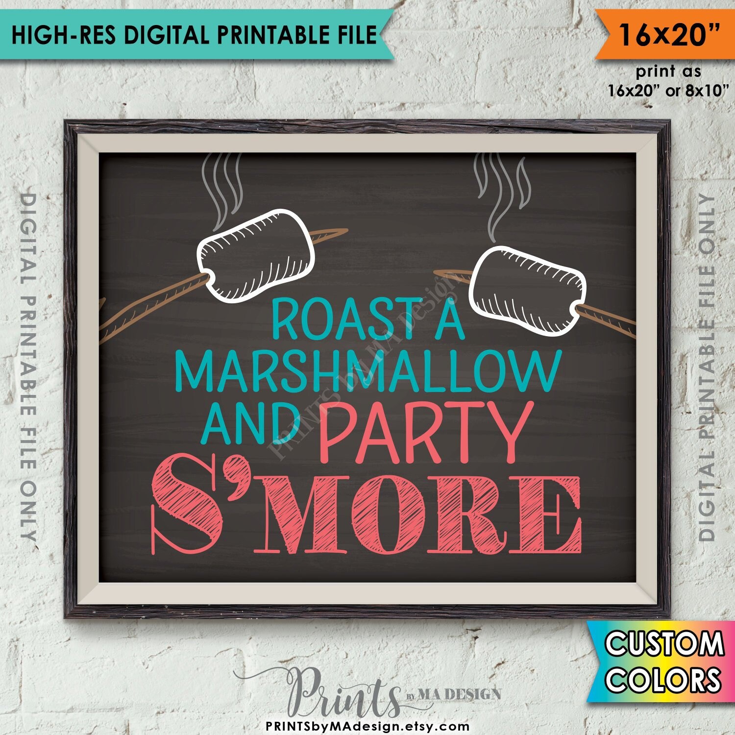 S'more Sign, Roast a Marshmallow and Party Smore Sign, Campfire ...