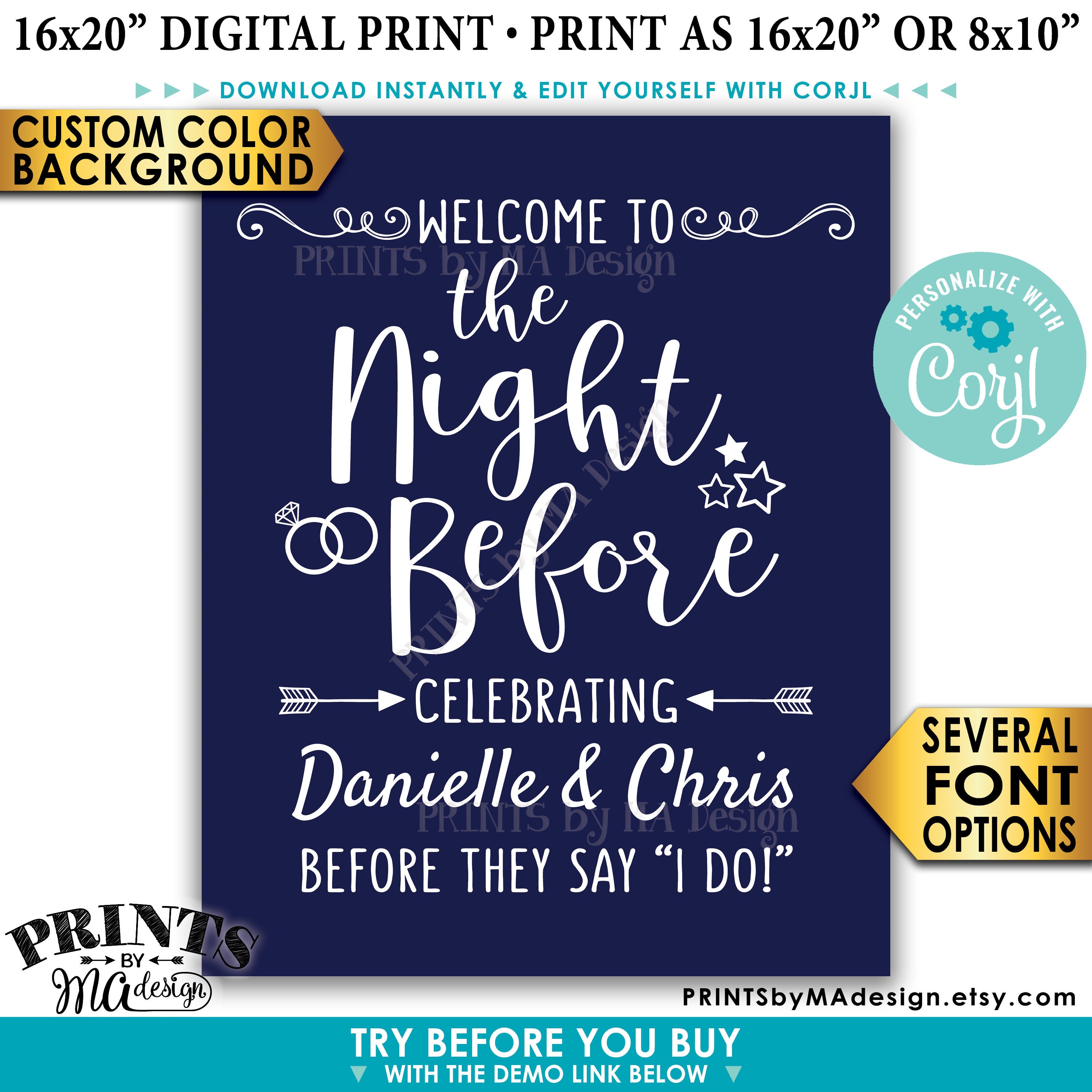 The Night Before Sign, Welcome to the Night Before Rehearsal Dinner ...