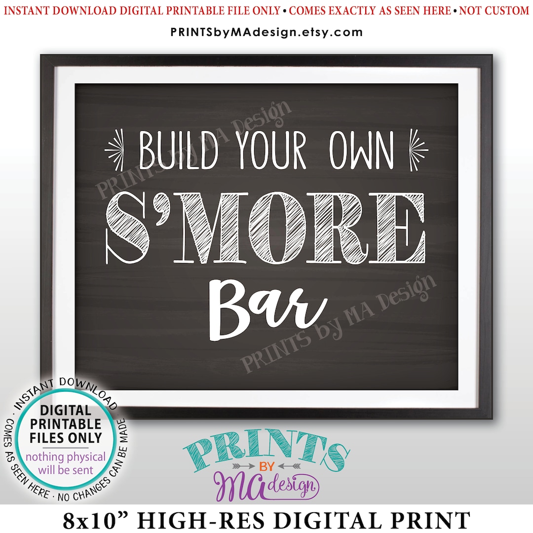 S'more Sign, Build Your Own Smore Bar Sign, Campfire Sweet Treat ...