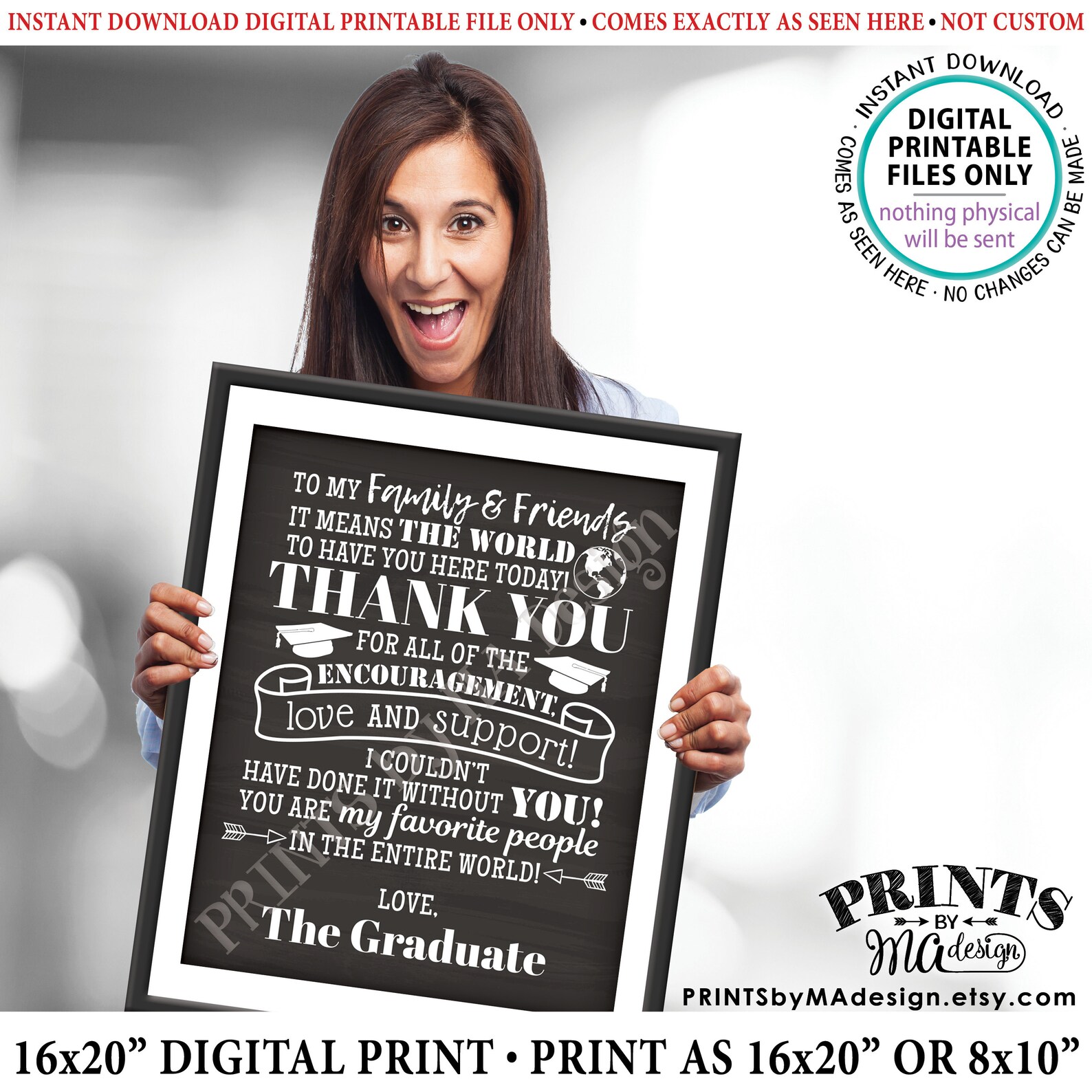 Graduation Party Thank You Sign, Thanks From the Graduate Grad Party ...