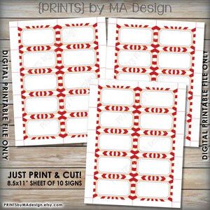 Carnival Theme Labels, Food Labels, Buffet Place Cards, Table Tent Menu ...