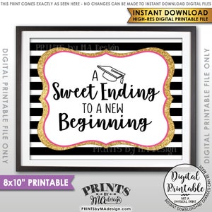 A Sweet Ending to a New Beginning Graduation Sign, Graduation Party ...