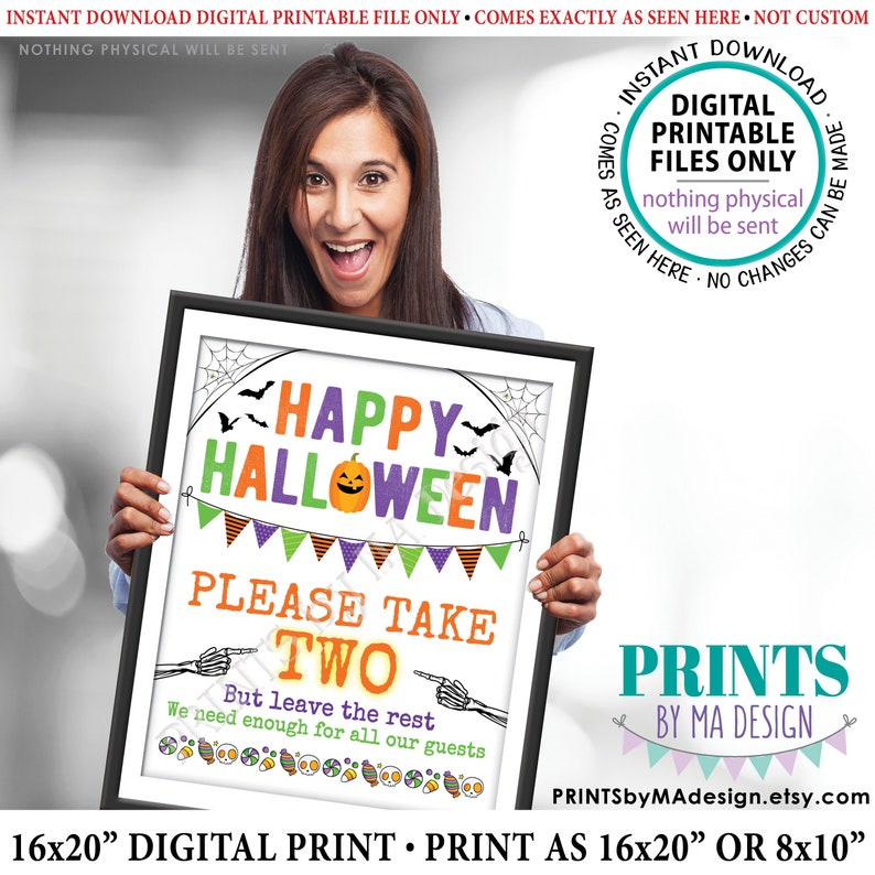 Please Take Two Treats Sign Happy Halloween Trick-or-treat | Etsy