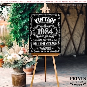 1984 Birthday Sign, Vintage Better With Age Poster, Whiskey Theme ...