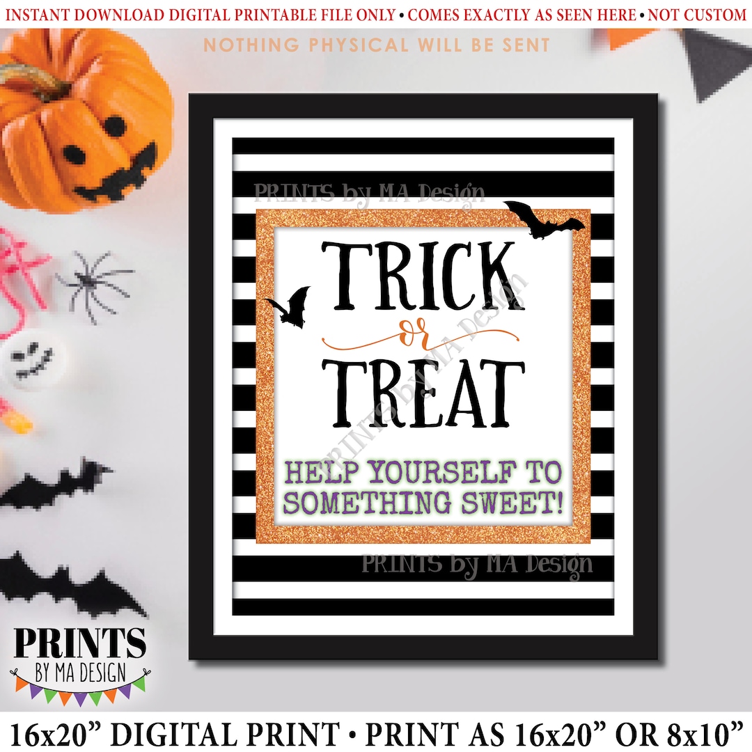 Trick or Treat Help Yourself to Something Sweet Treat Sign, Please Take ...