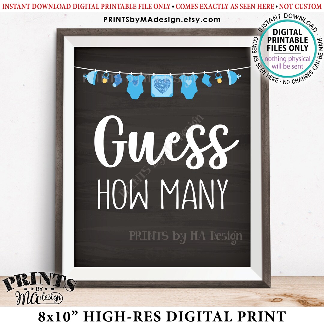 Guess How Many Sign, Guess the Number Baby Shower Game Guessing Game ...