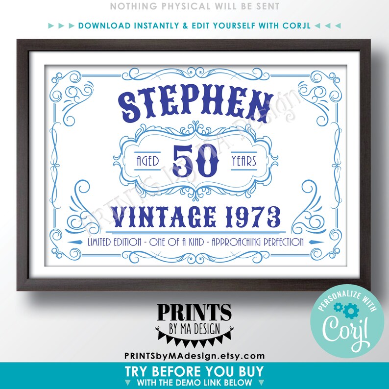 Editable Vintage Birthday Sign Better With Age Liquor Themed - Etsy