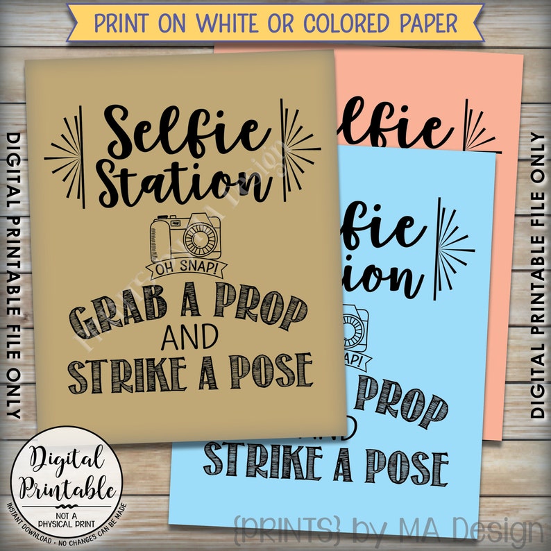 Selfie Station Sign, Grab a Prop and Strike a Pose Selfie Sign, Wedding ...