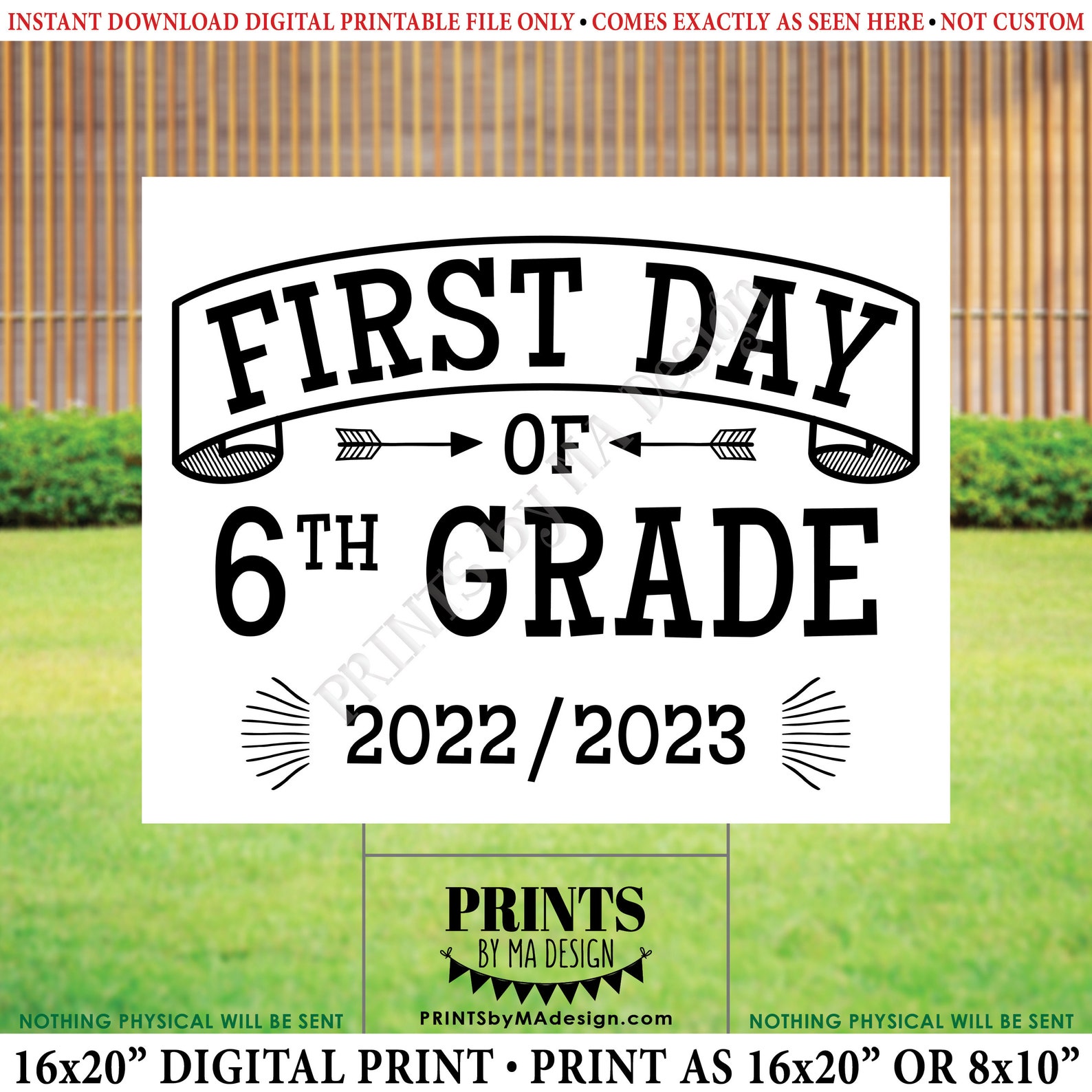 First Day of School Sign Sixth Grader Starting 6th Grade - Etsy