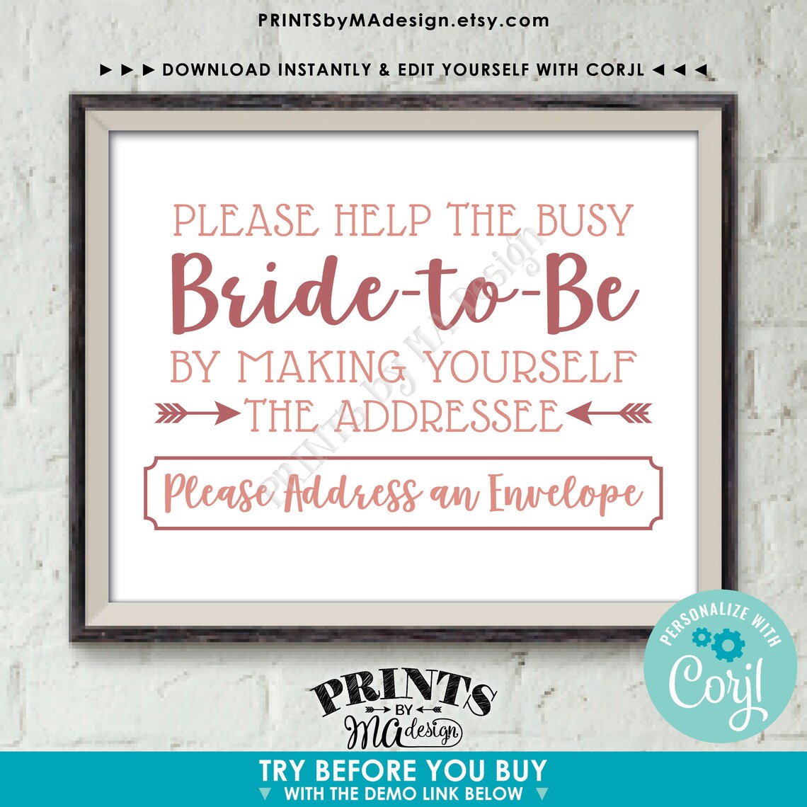Address an Envelope Bridal Shower Sign Help the Bride Be the - Etsy