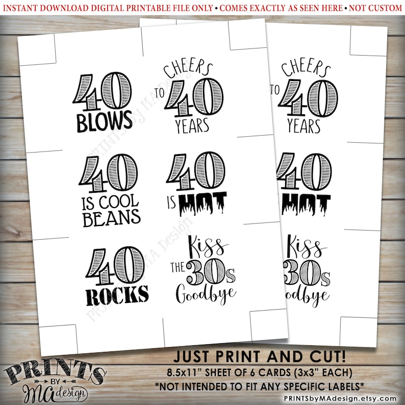 40th Birthday Party Candy Signs Candy Bar 40 is Cool Beans | Etsy