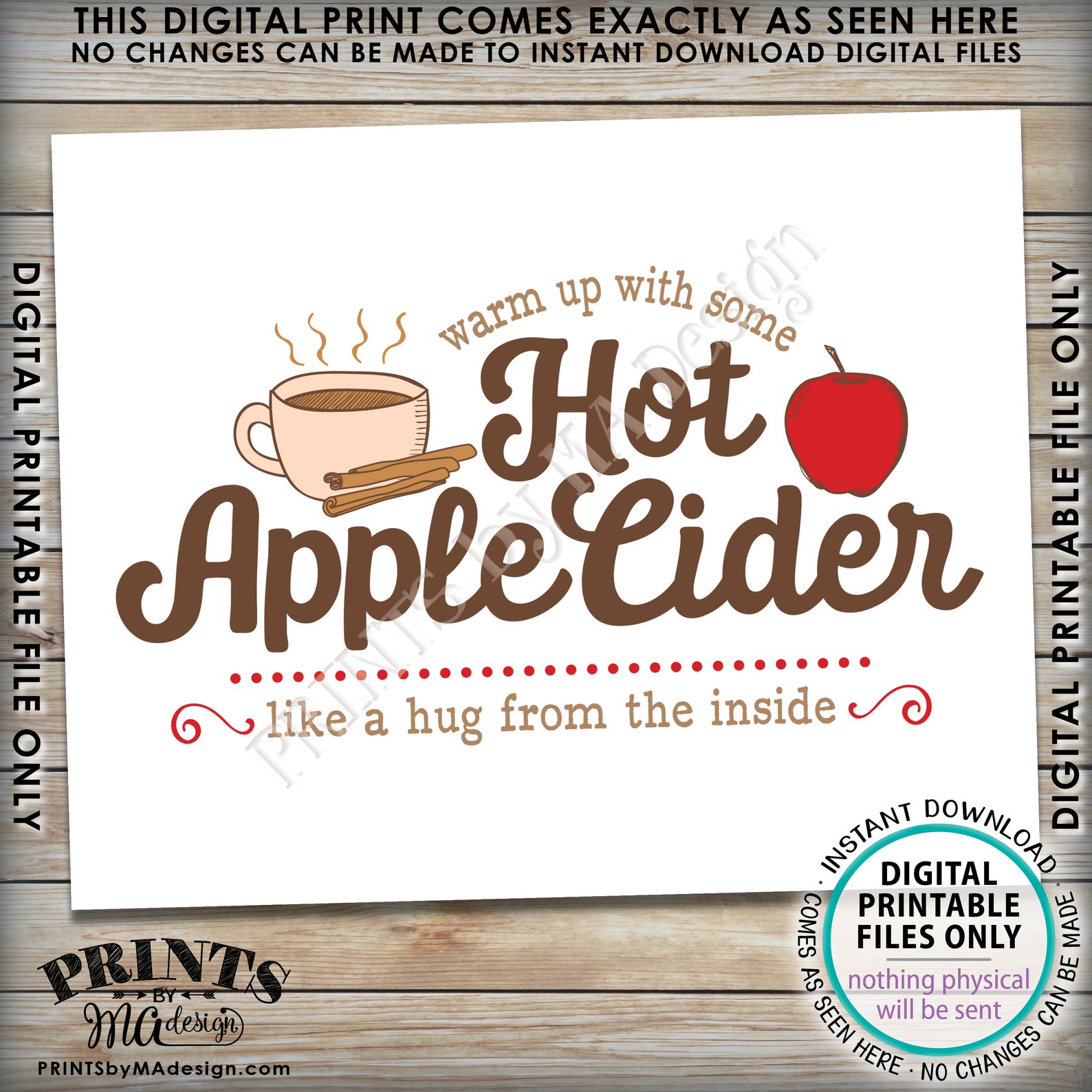 Apple Cider Sign Warm Up with some Hot Apple Cider a Hug from | Etsy