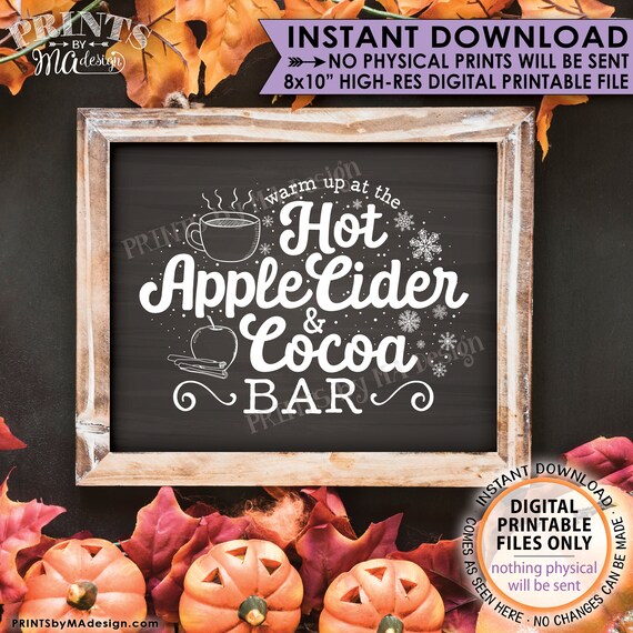 Hot Cocoa and Apple Cider Sign Warm up at the Hot Apple Cider | Etsy