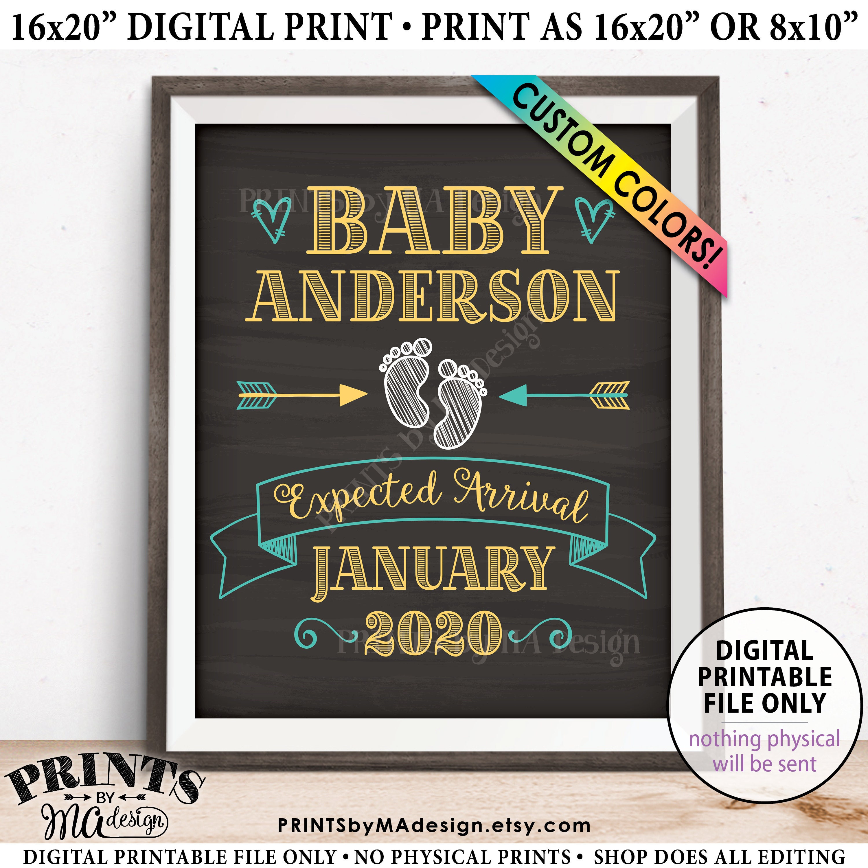 Custom Pregnancy Announcement, Personalized We're Expecting Sign ...