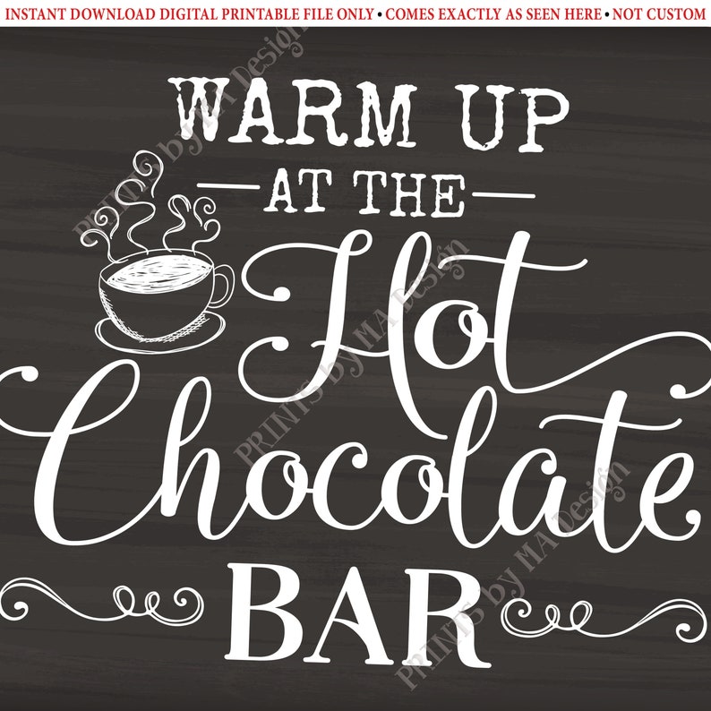 Hot Chocolate Bar Sign Warm up at the Hot Chocolate Bar Hot - Etsy