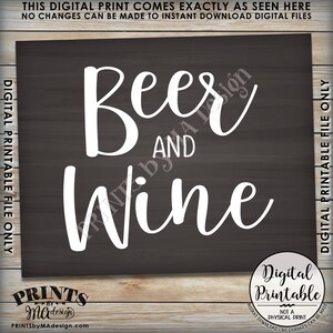 Beer and Wine Sign, Bar Sign, Beer & Wine, Beverage Station, Drinks ...