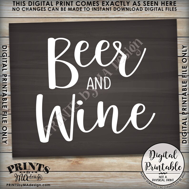 Beer and Wine Sign Bar Sign Beer & Wine Beverage Station | Etsy