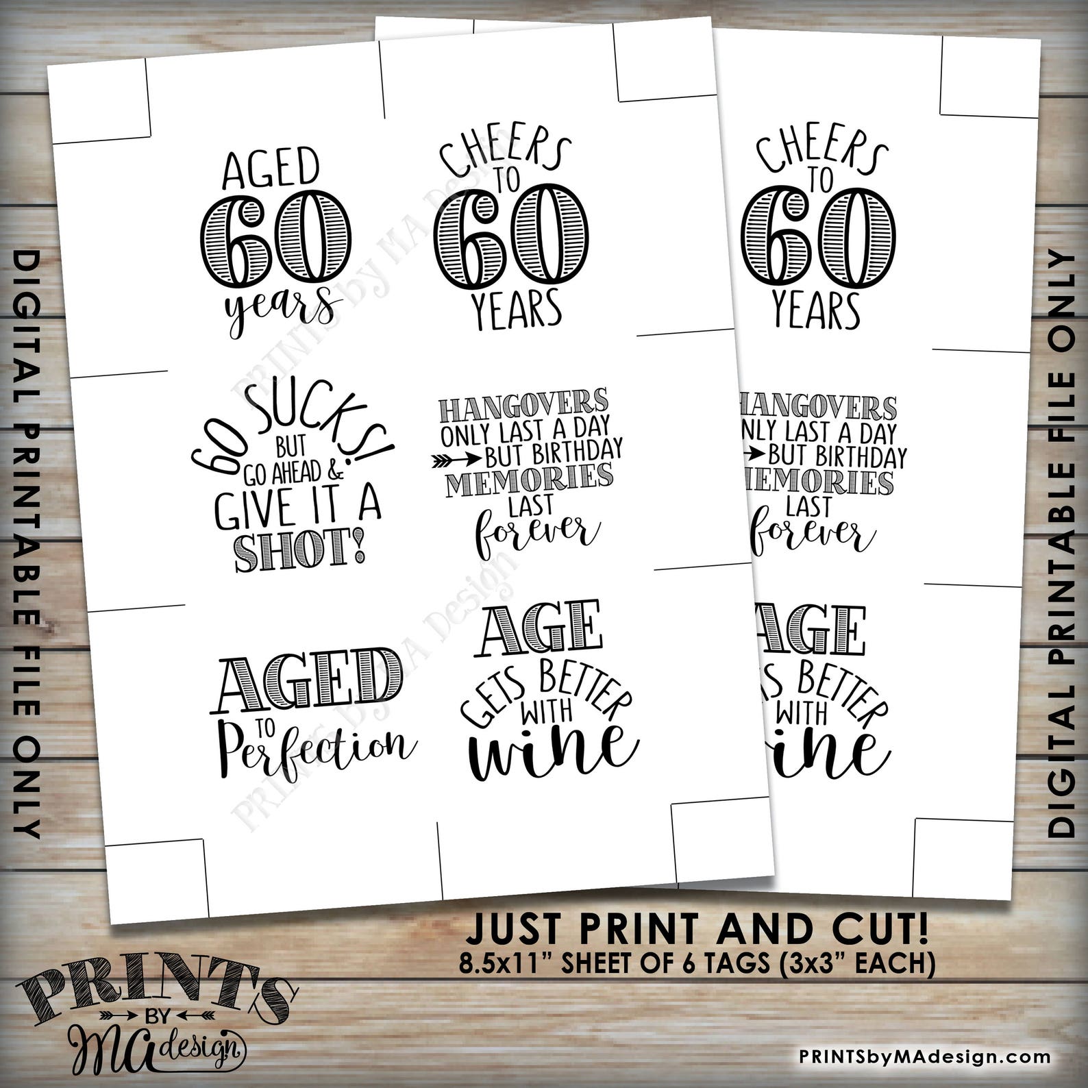 60th Birthday Party Signs, Alcohol Themed 60th B-day, Aged to ...