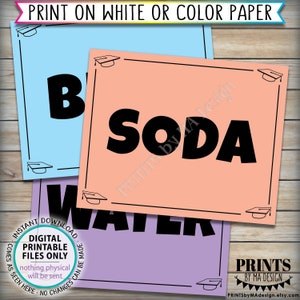 Beverage Station Signs, Graduation Party Drinks, Soda Water Beer Wine ...