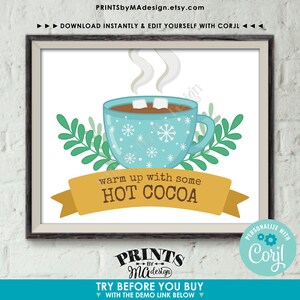 Hot Chocolate Sign, Mug of Hot Cocoa, Hot Beverage Station, Custom ...