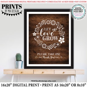 Let Love Grow Favors Sign, Plant Seeds Succulents Sapling, Please Take ...