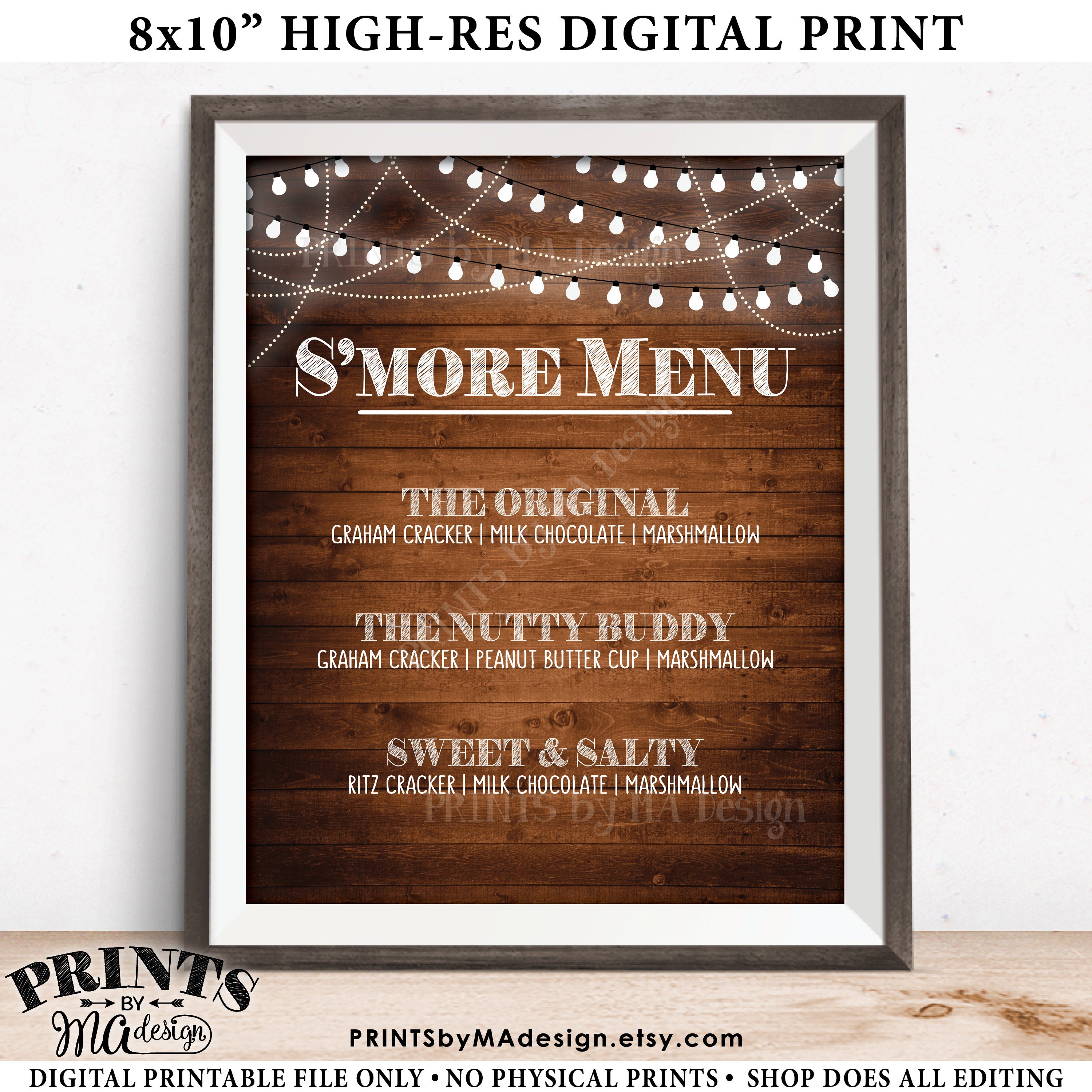S'more Menu Sign, Wedding S'mores, Make a S'more Bar, Custom Smore Menu ...