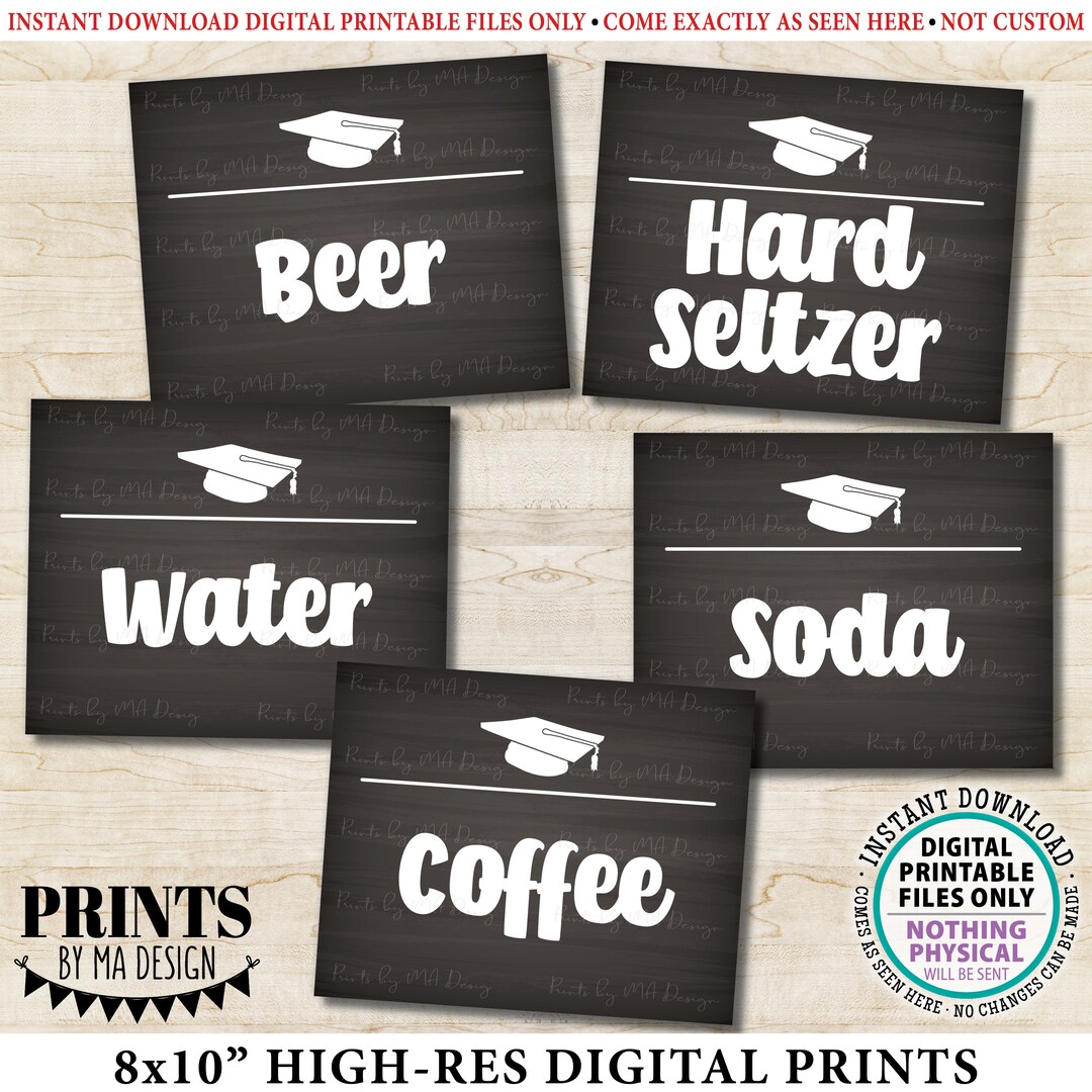 Beverage Station Signs, Graduation Drinks, Beer Hard Seltzer Water Soda ...