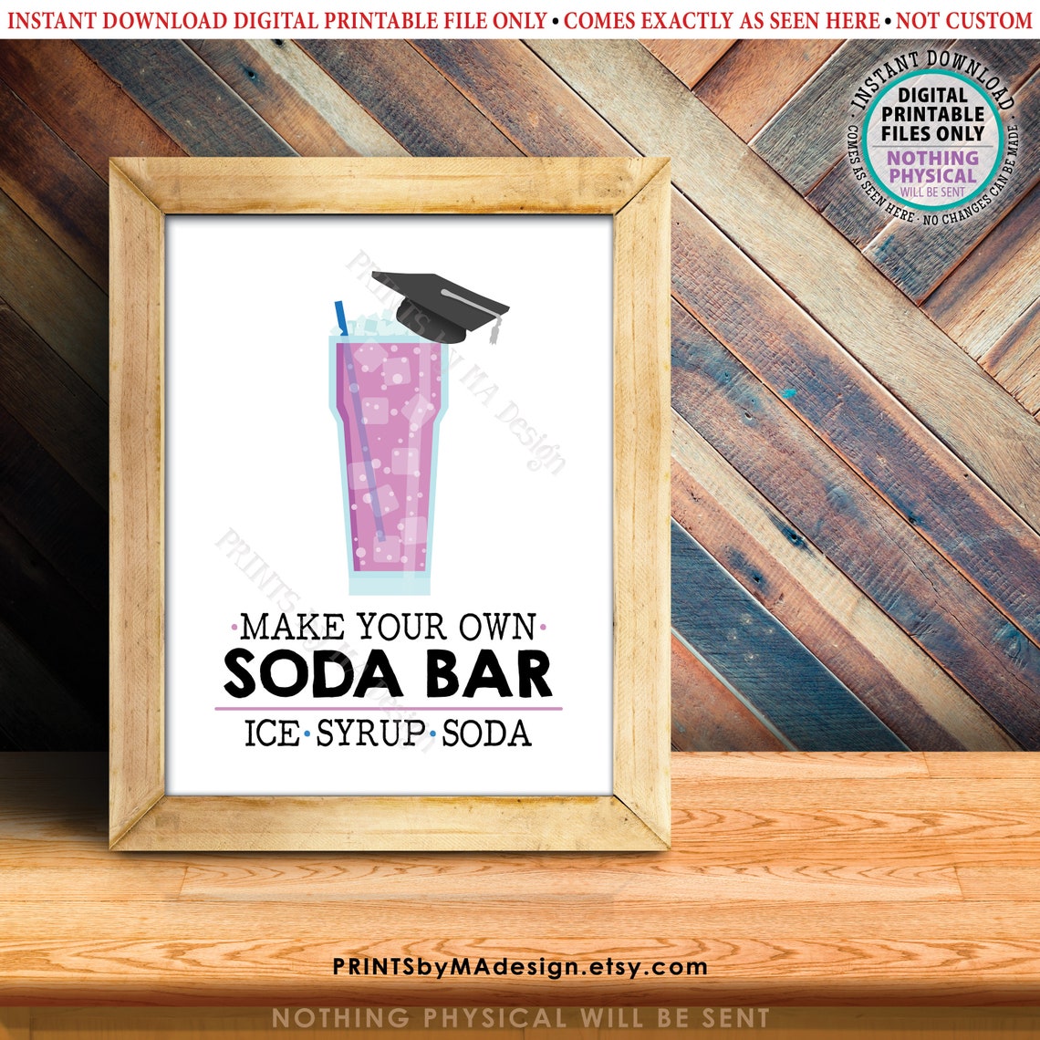 Graduation Soda Bar Sign Make Your Own Soda Ice Syrup Soda | Etsy