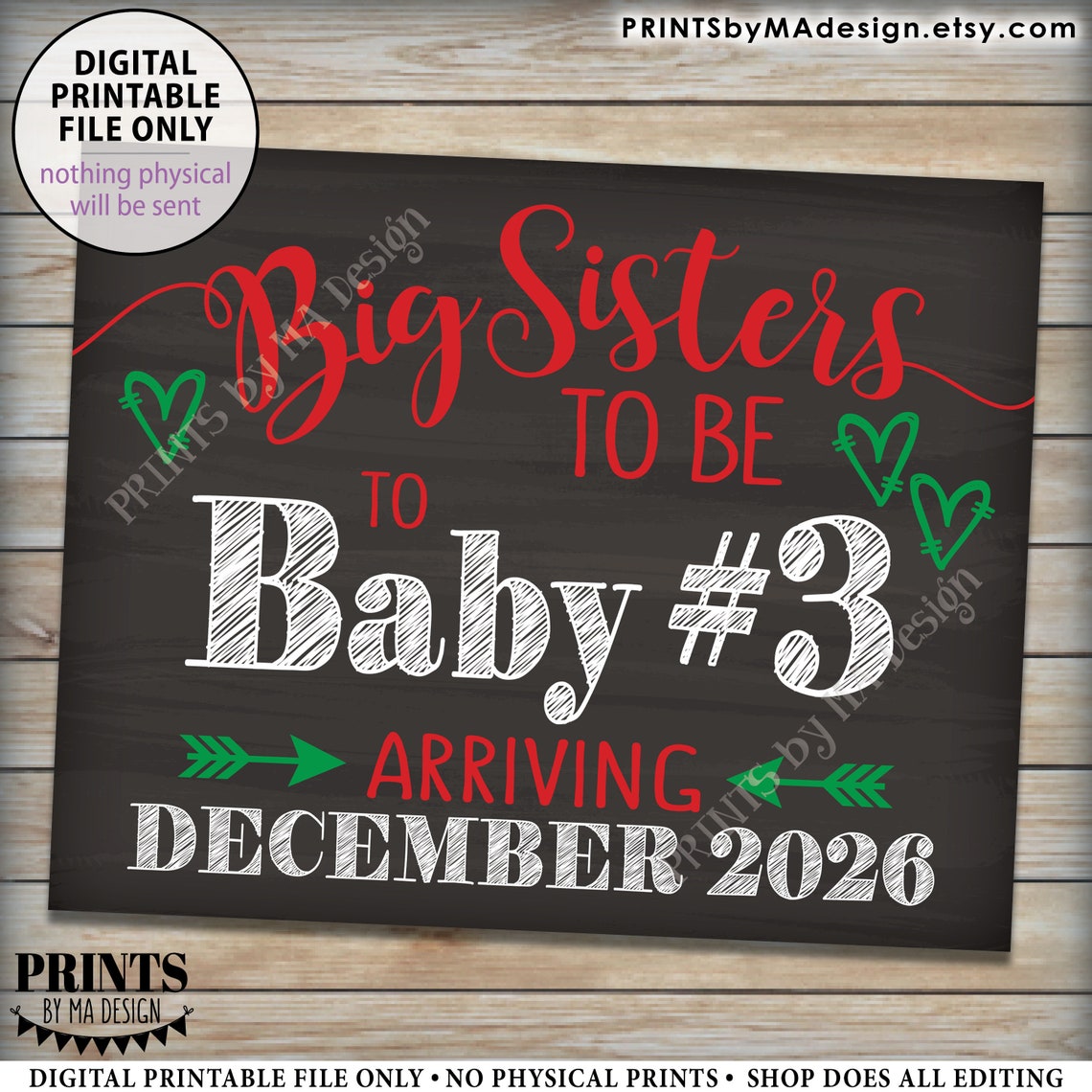 Baby #3 Pregnancy Announcement, Big Sisters to 3rd Baby Number 3 Photo ...