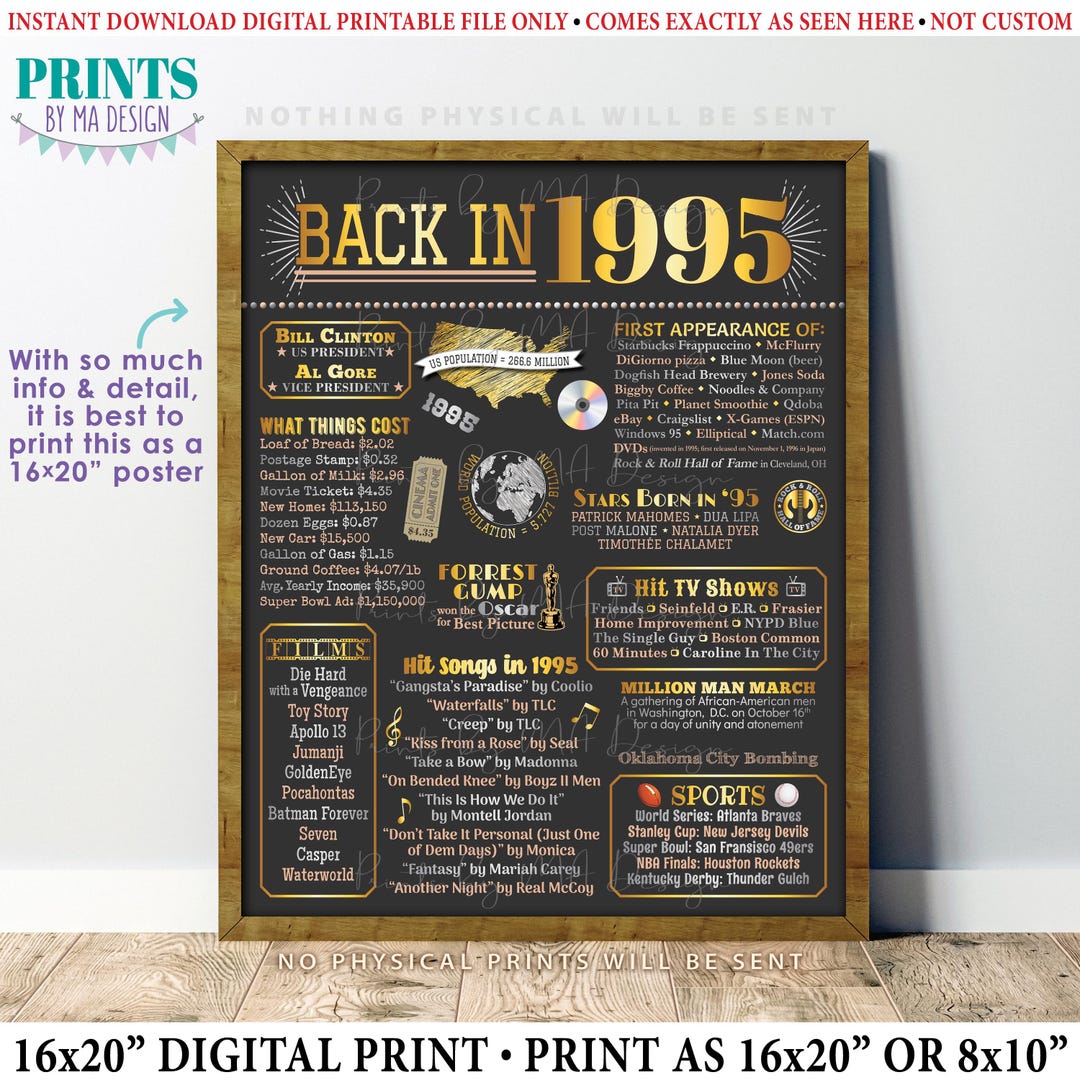 Back in 1995 Poster Board, Flashback to 1995, Remember 1995, USA ...