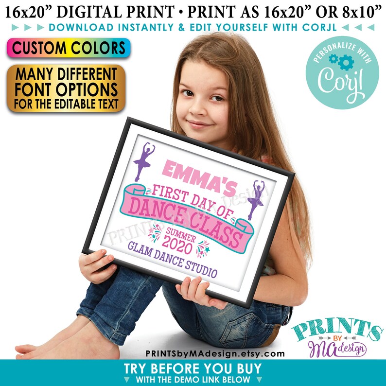 First Day of Dance Class Sign Editable 1st Day of Ballet - Etsy