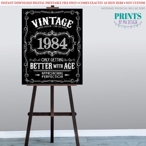 1984 Birthday Sign, Vintage Better With Age Poster, Whiskey Theme ...