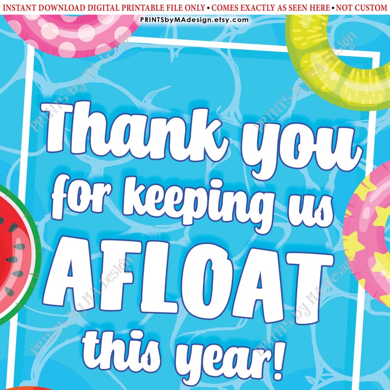 Pool Float Teacher Appreciation Sign Thank You for Keeping Us - Etsy