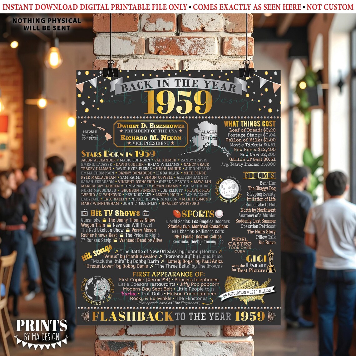 Back in 1959 Poster Board, Remember 1959 Flashback USA History ...