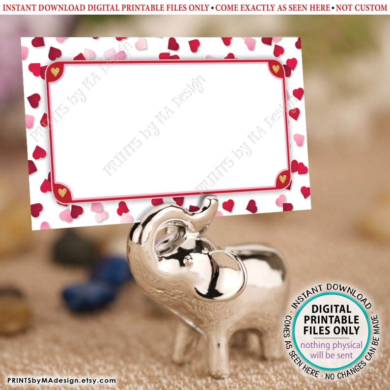 Valentine's Day Labels, Red and Pink Hearts Food Menu Tags, Buffet ...