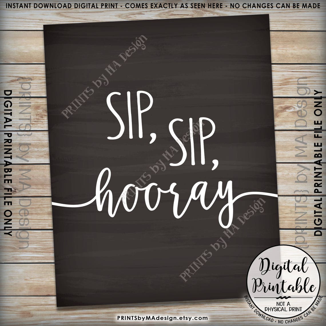 Sip Sip Hooray Sign Bubbly Bar Wedding Sign Bridal Shower - Etsy