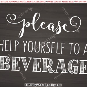 Beverage Station Sign, Please Help Yourself to a Beverage, PRINTABLE ...