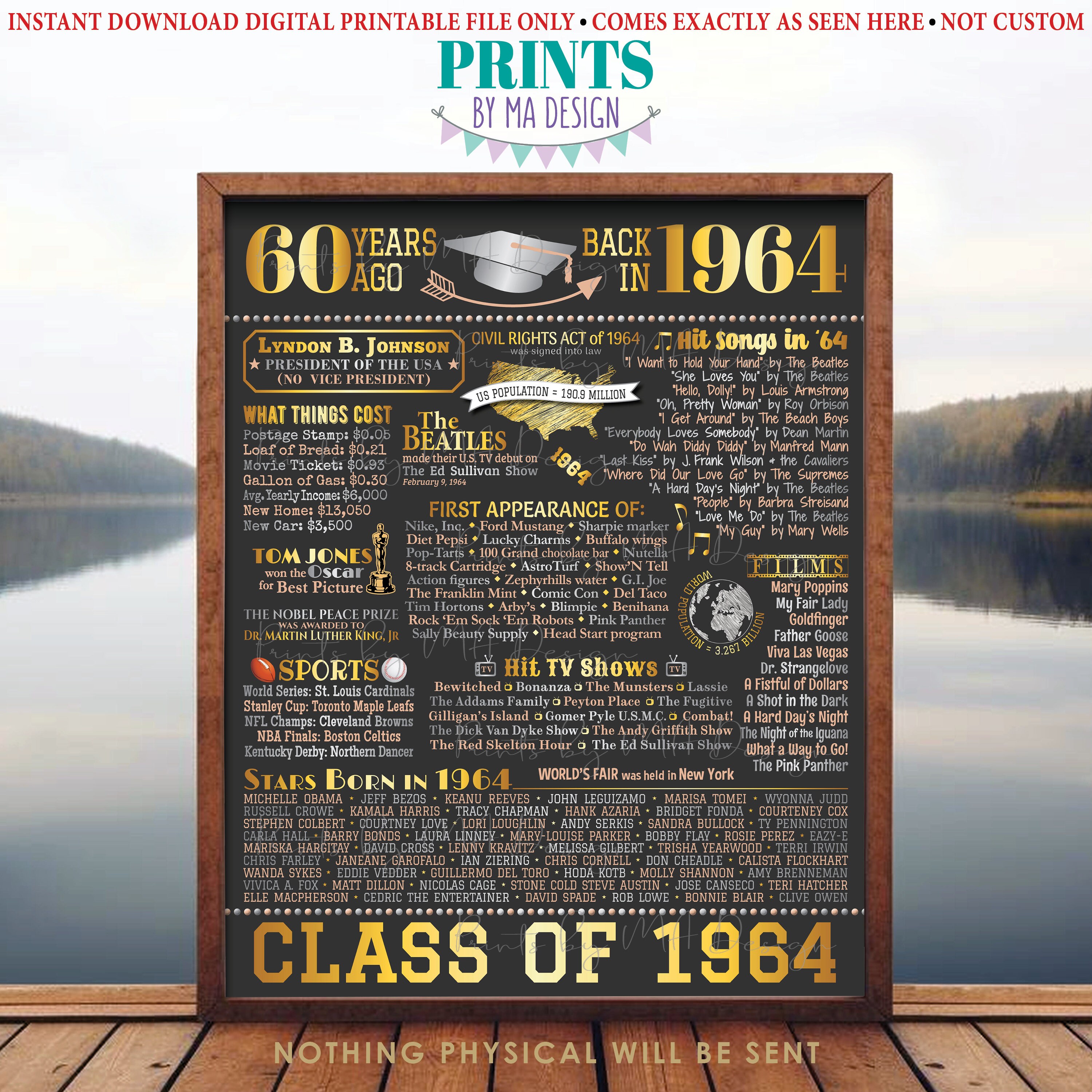 60th High School Reunion Decoration, Class of 1964 Graduated 60 Years ...