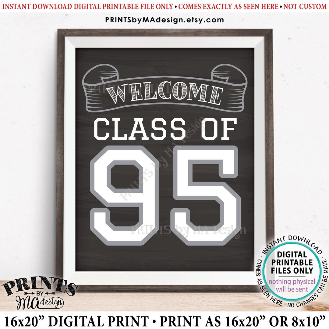 Class of 95 Sign, Welcome Class of 1995 Reunion Decoration, Chalkboard ...